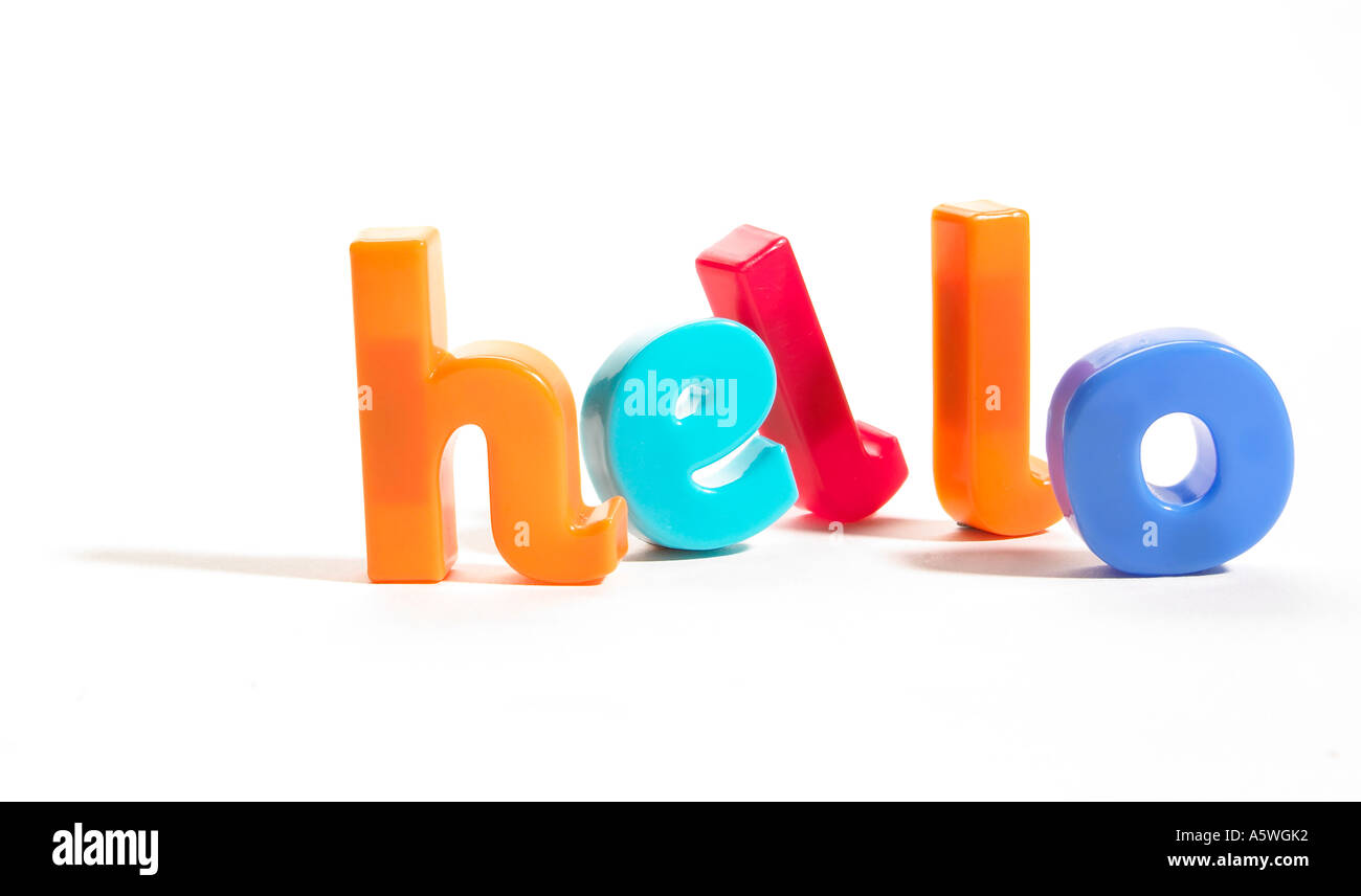 The word hello written with fridge magnets Stock Photo - Alamy
