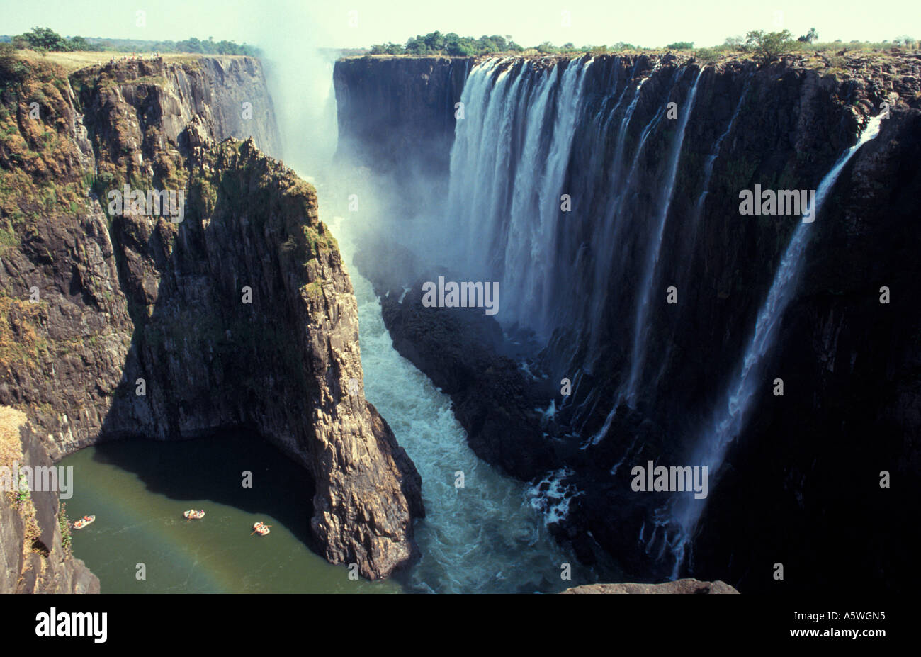Eastern edge Victoria Falls from Zambia, view into Zimbabwe, Africa ...