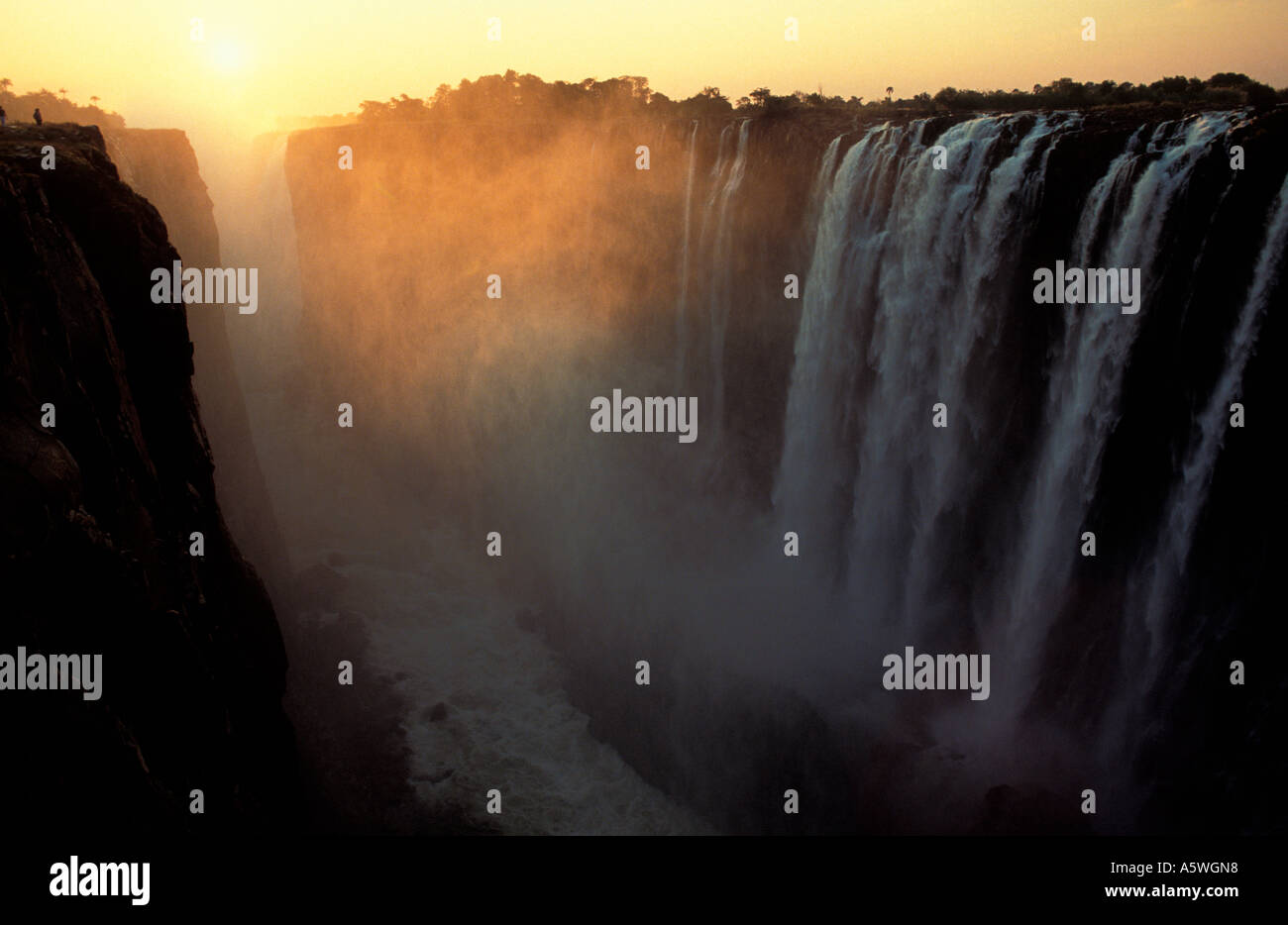 View thru spray from Danger Point towards Eastern cataract at sunset ...
