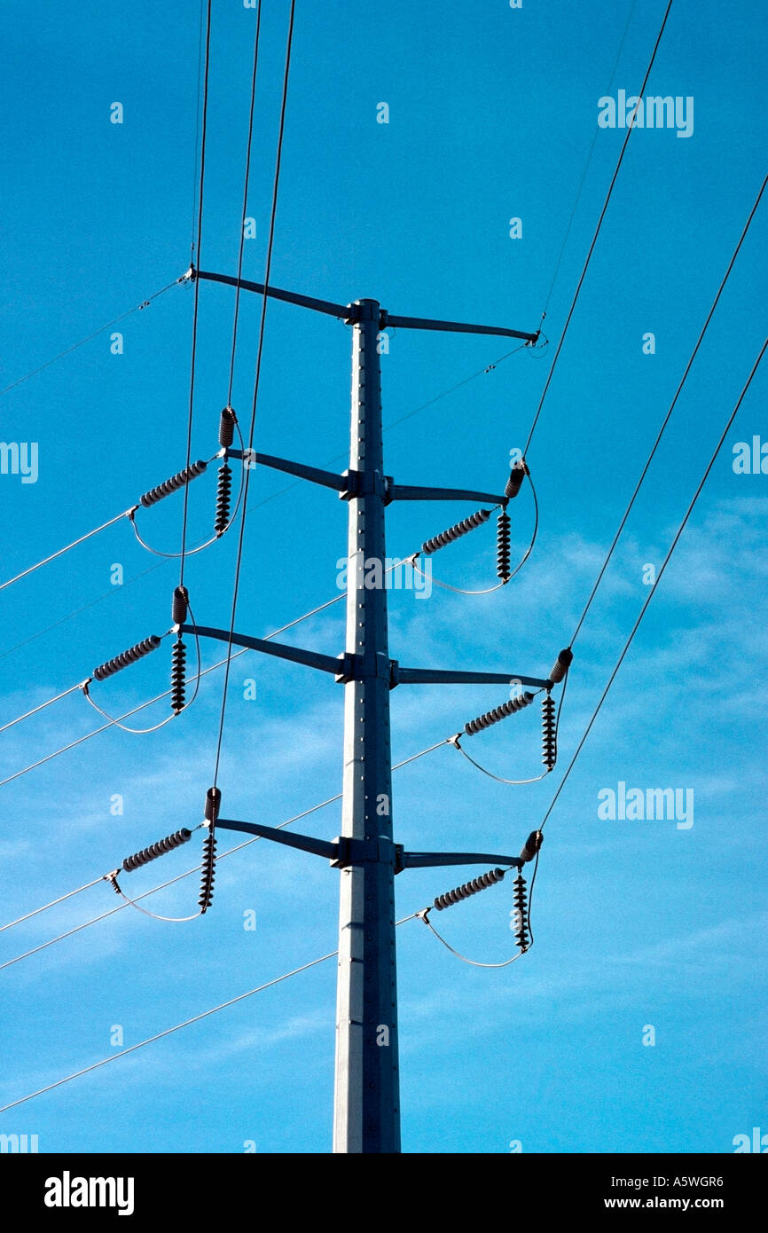 Support pole for high voltage electric transmission line Stock Photo ...