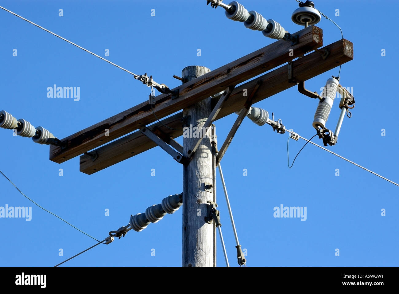 Connection point on electric transmission line Stock Photo - Alamy