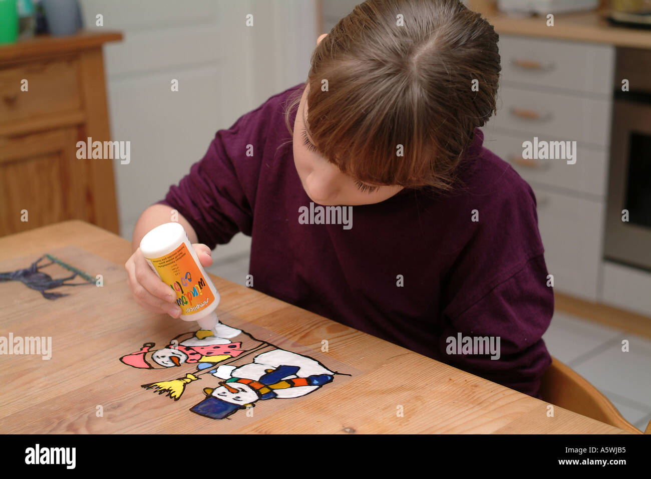 child paint with window color Stock Photo - Alamy