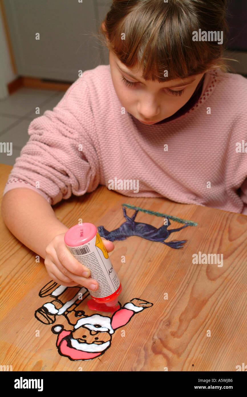 child paint with window color Stock Photo - Alamy