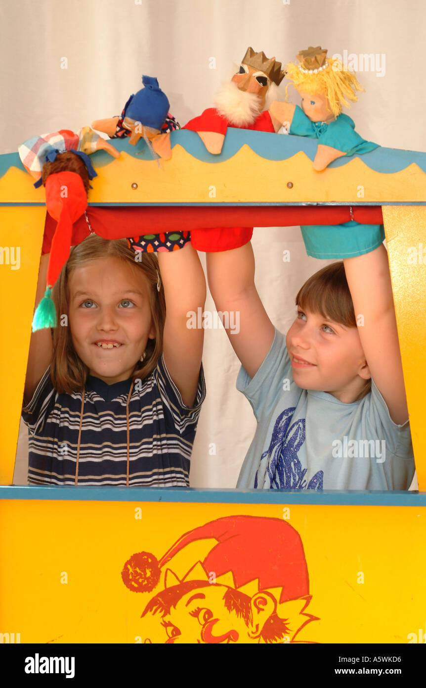 children plays with hand puppet Stock Photo - Alamy