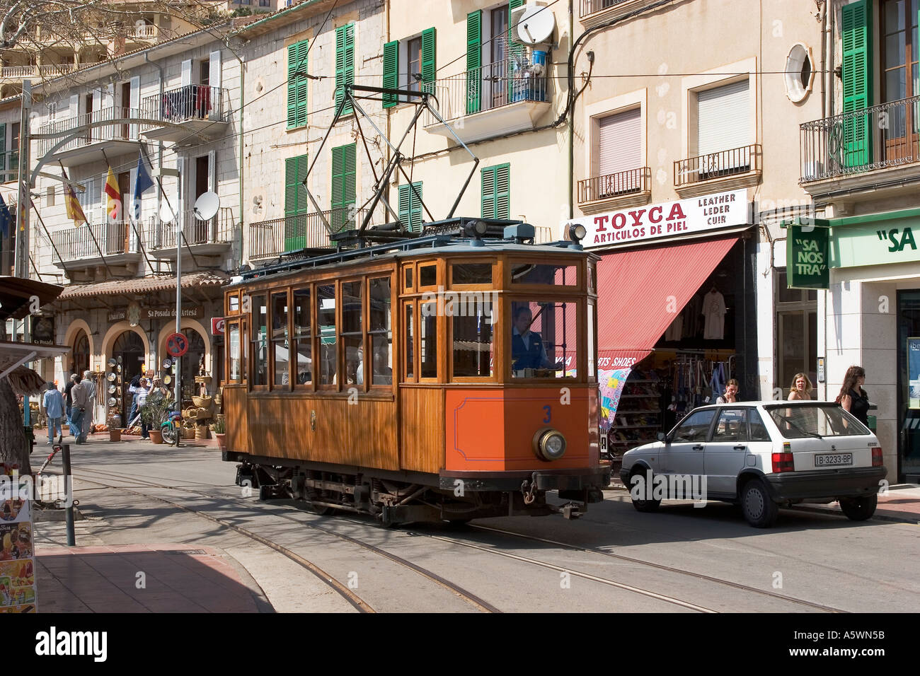 old trolley car in Port de Soller Majorca Stock Photo - Alamy