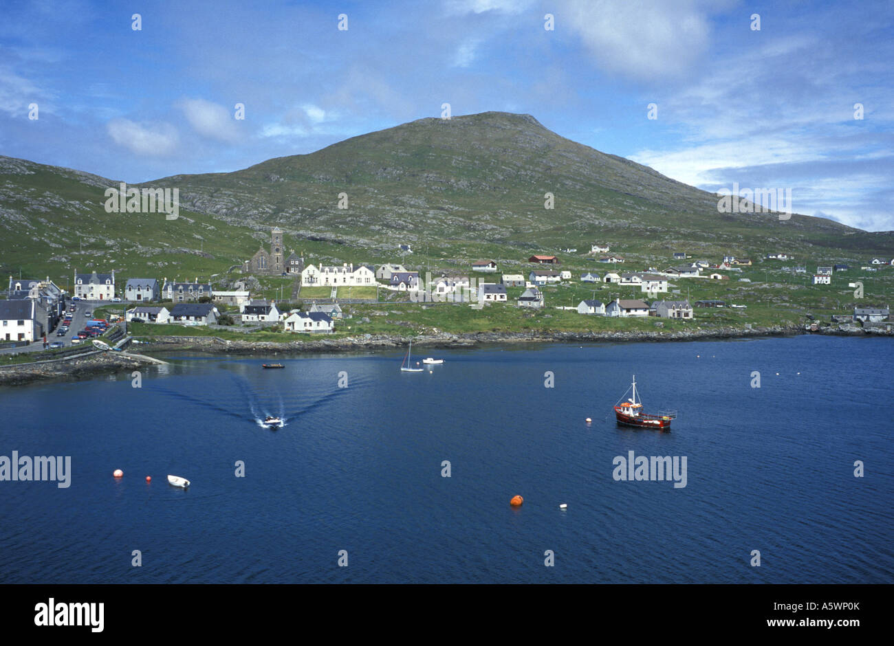 Castlebay village on Barra island outer hebrides Scotland Stock Photo ...