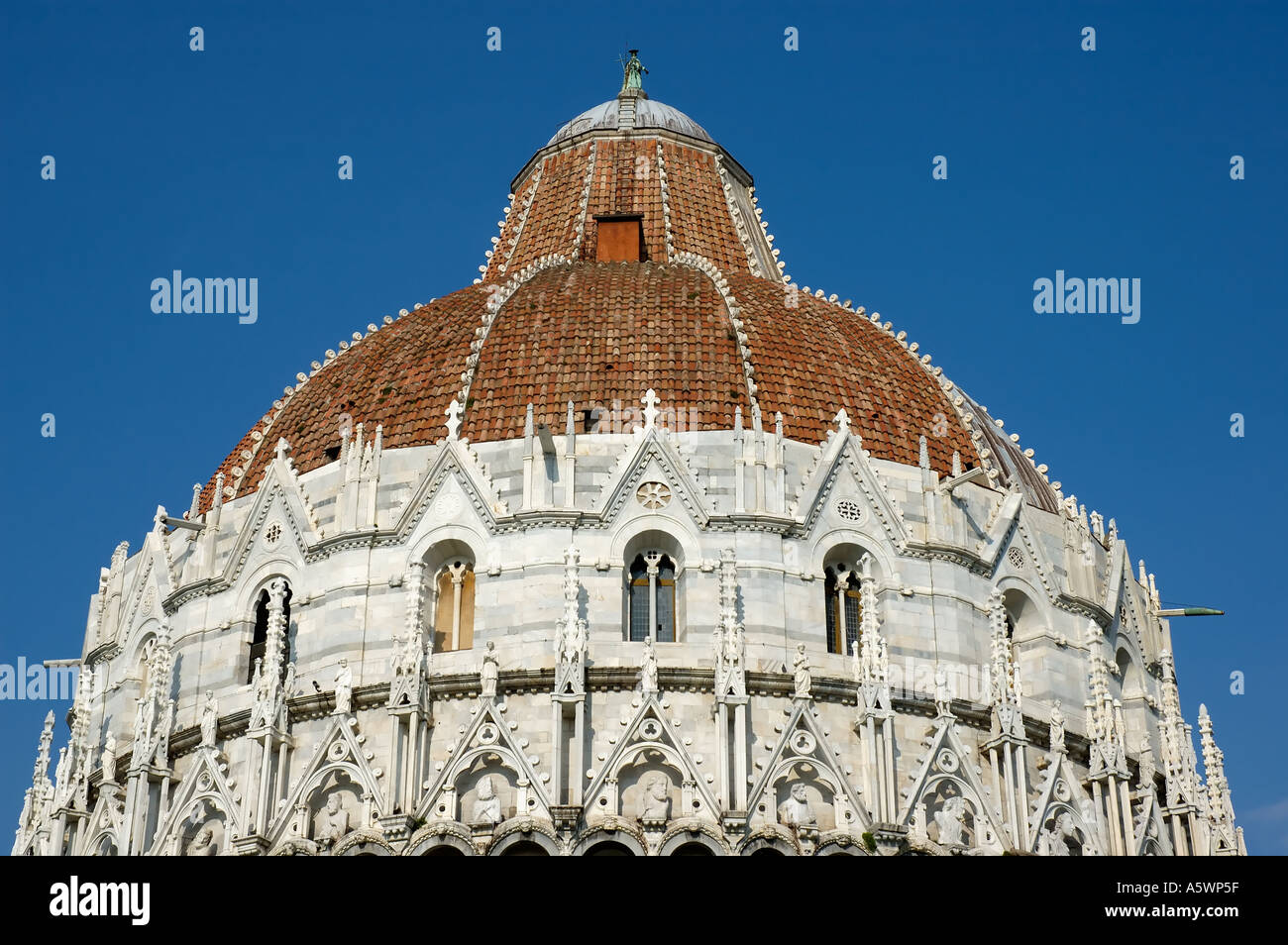 Red Clay tile Dome Baptistry Romanesque Architecture Pisa Tuscany Italy ...