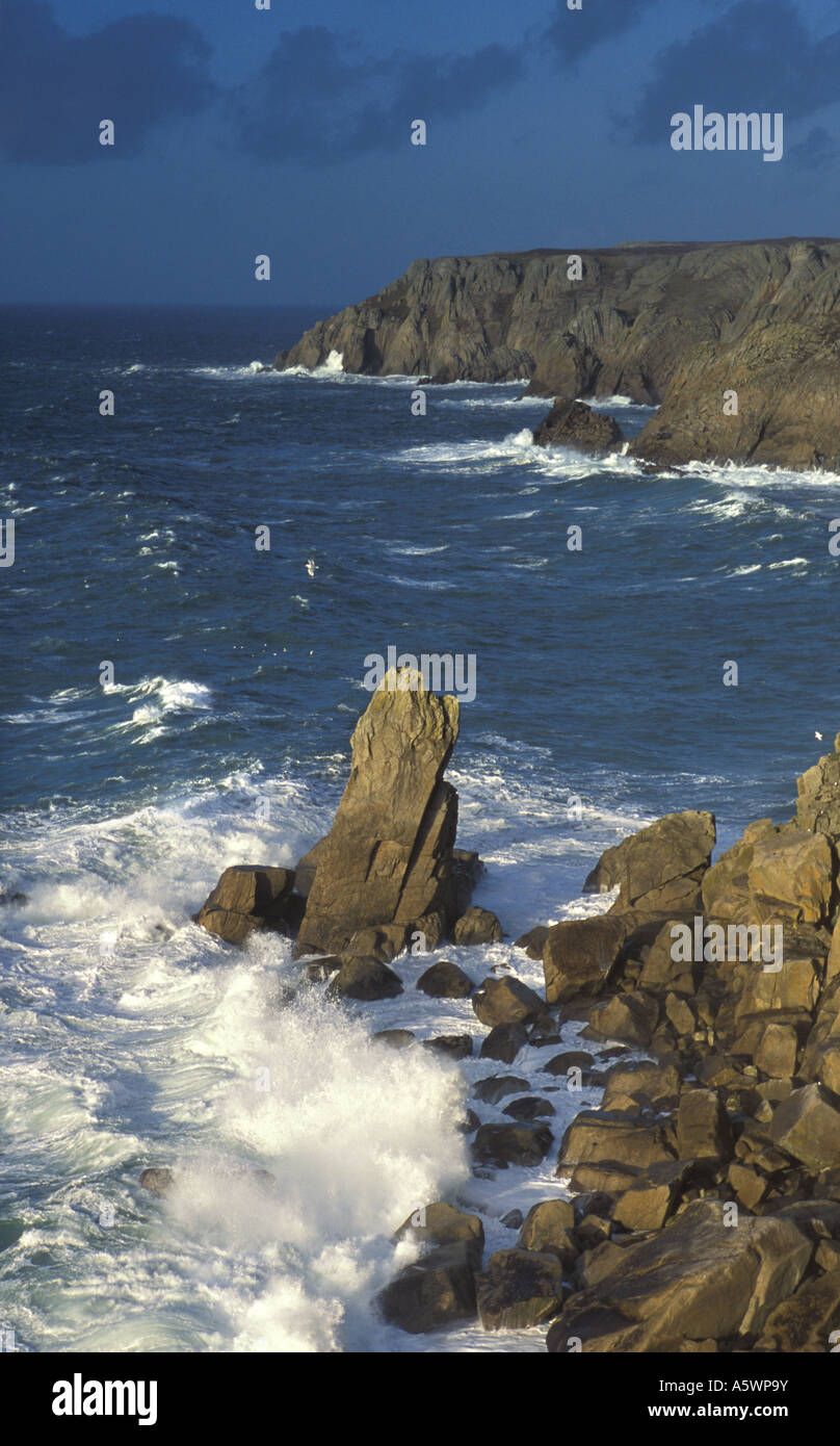 Stormy seas on the west coast of lundy island in the bristol channel ...