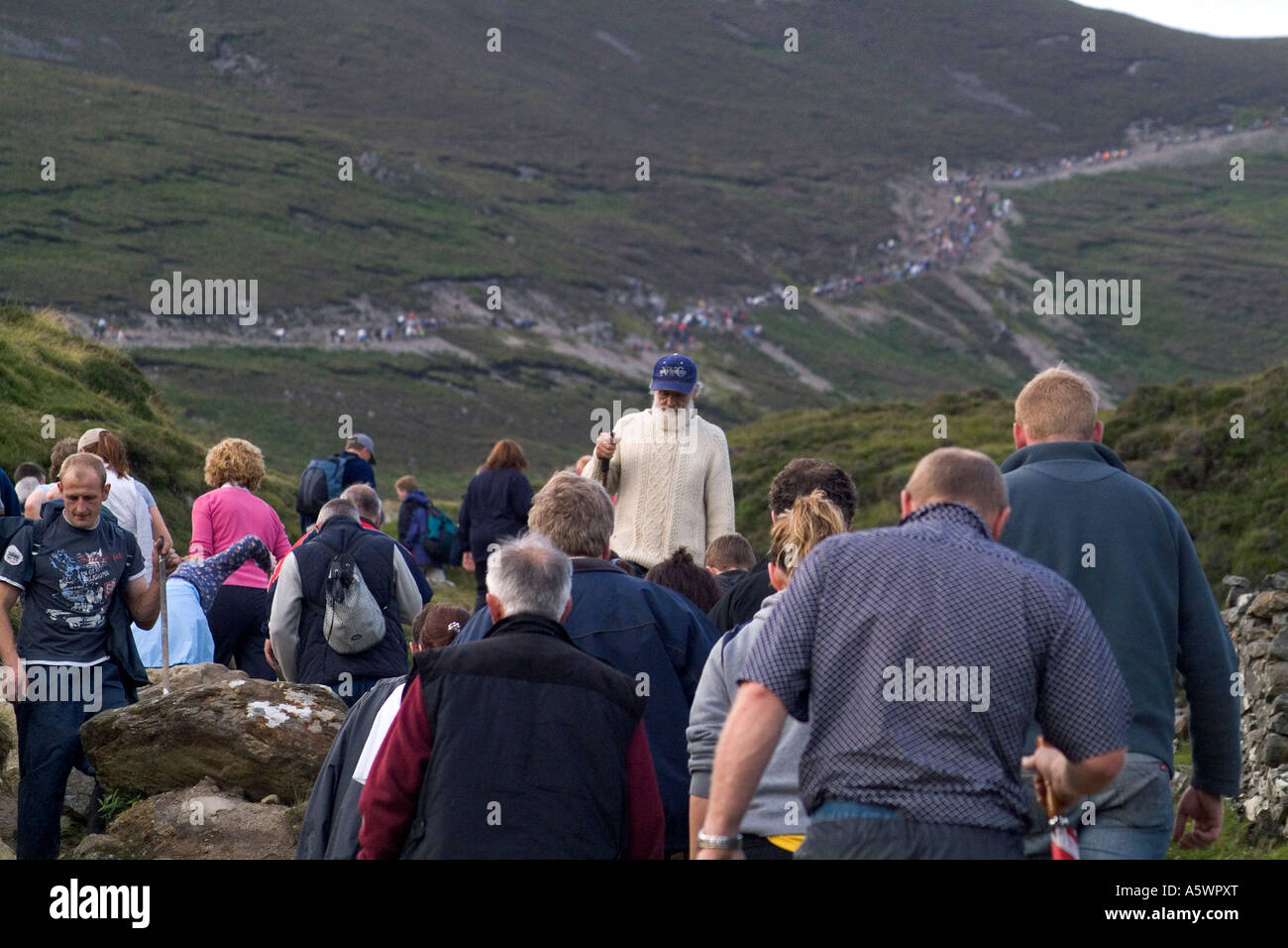 Pilgrims on the annual Reek at Croagh Patrick, Clew Bay, County Mayo ...