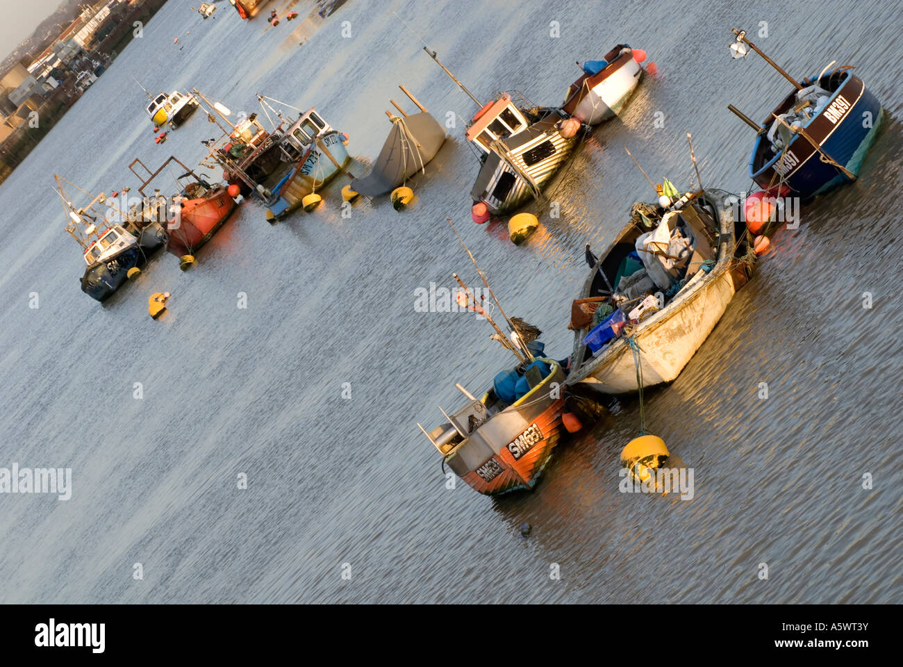 Fishing boats sunset anchor River Adur Shoreham by Sea West Sussex UK ...
