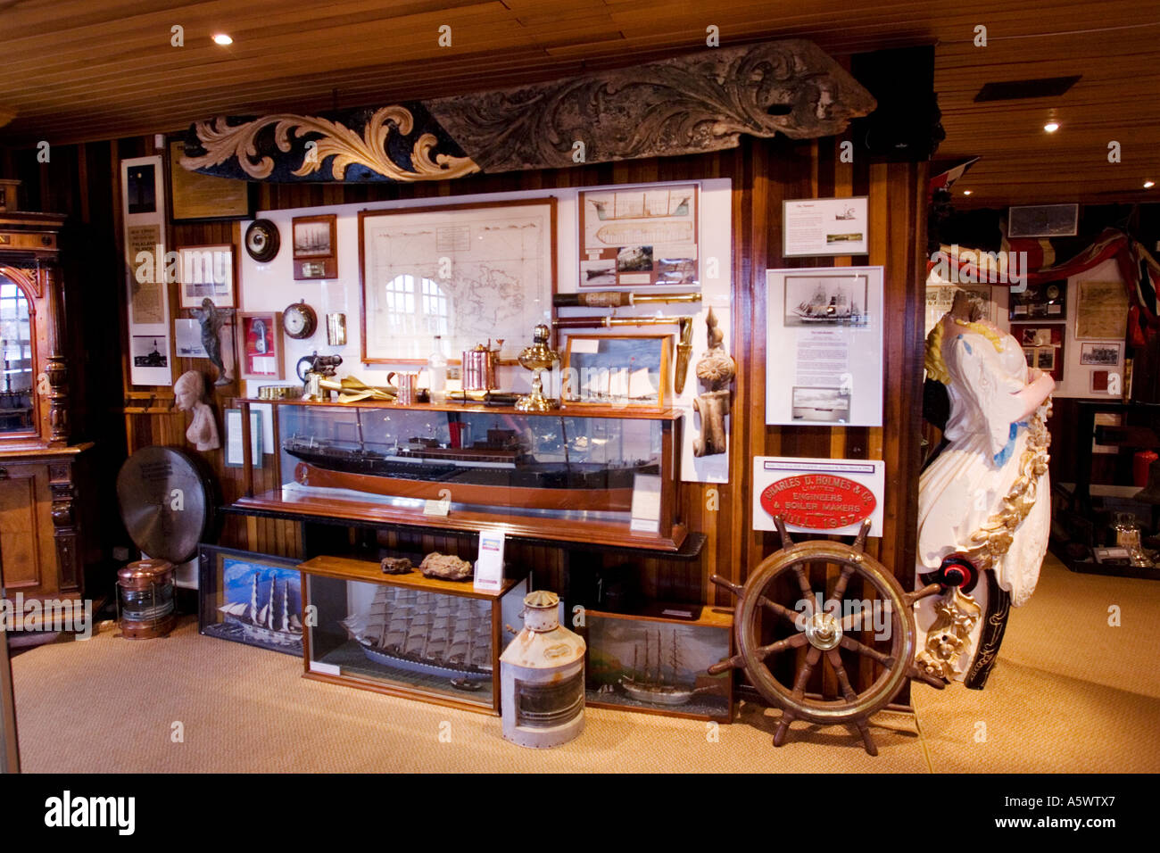 Exhibits on show inside Stanley museum Stock Photo - Alamy