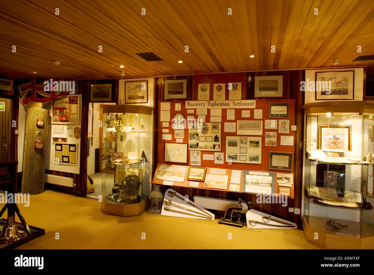 Exhibits on show inside Stanley museum Stock Photo - Alamy