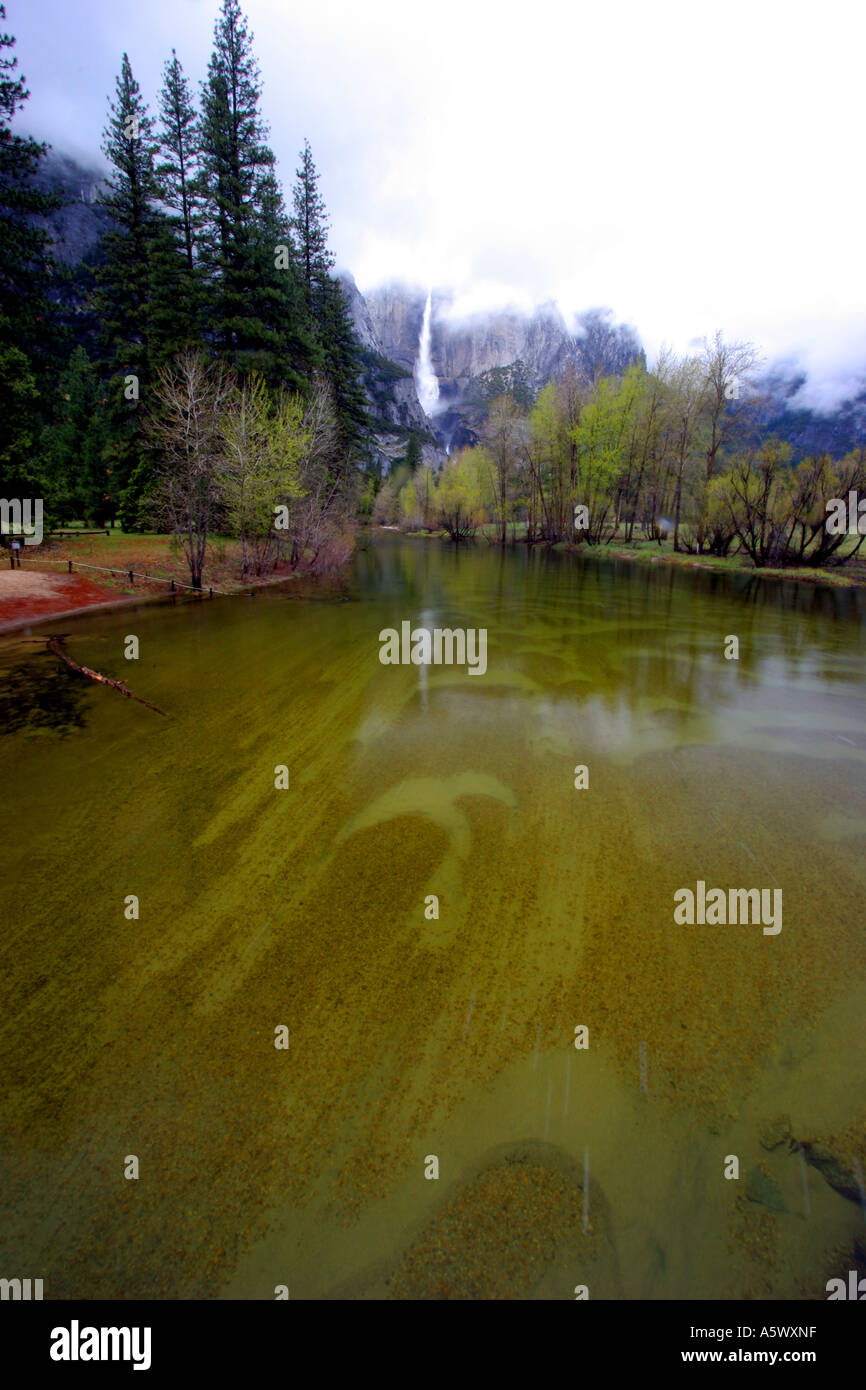 yosemite falls and merced river, yosemite national park Stock Photo - Alamy