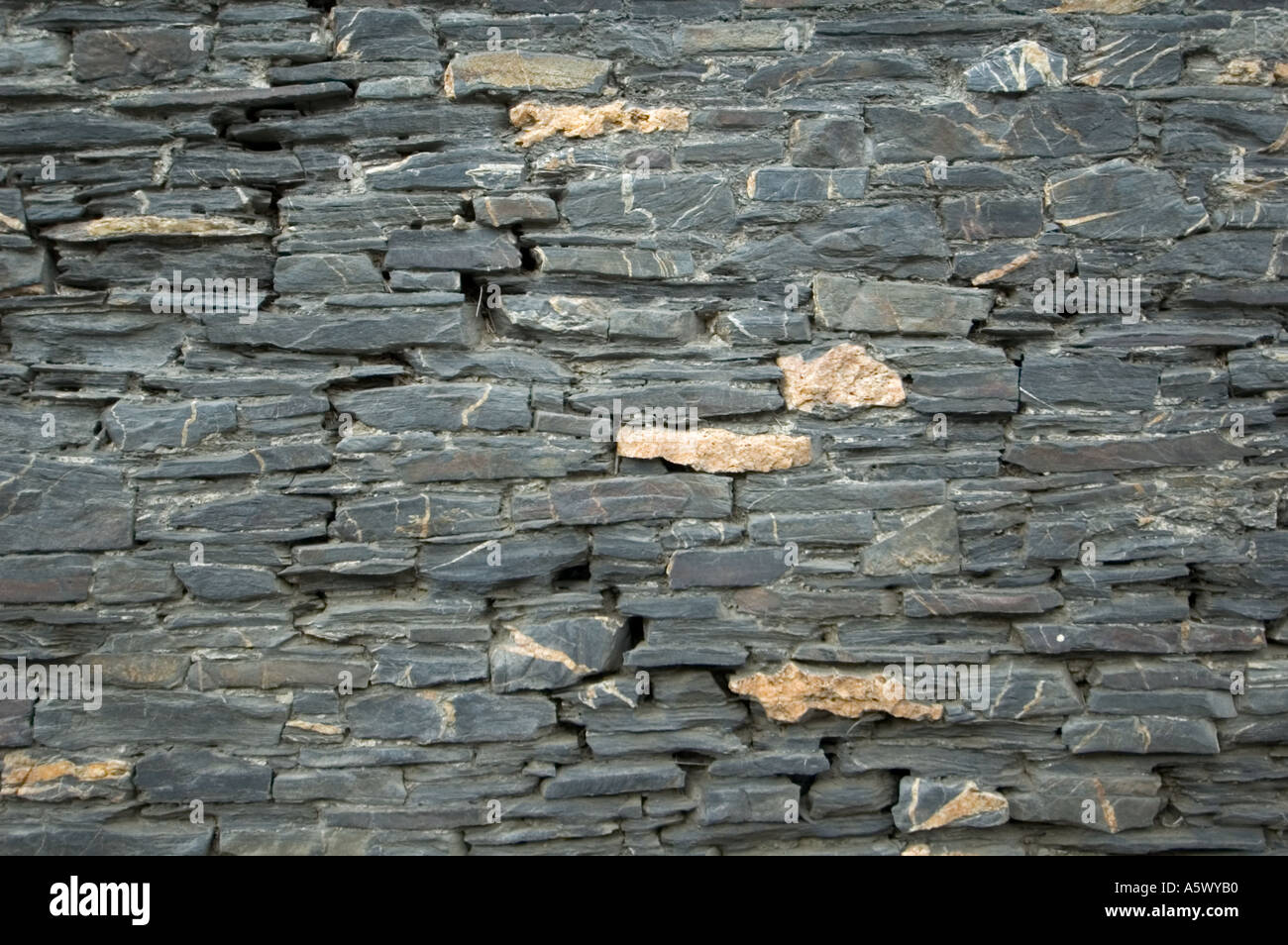 Old Slate Wall Cornwall Stock Photo - Alamy