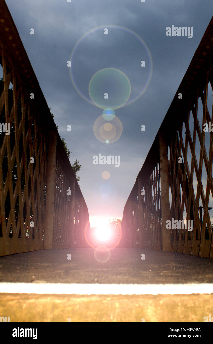 Bridge with Glowing Light Stock Photo - Alamy