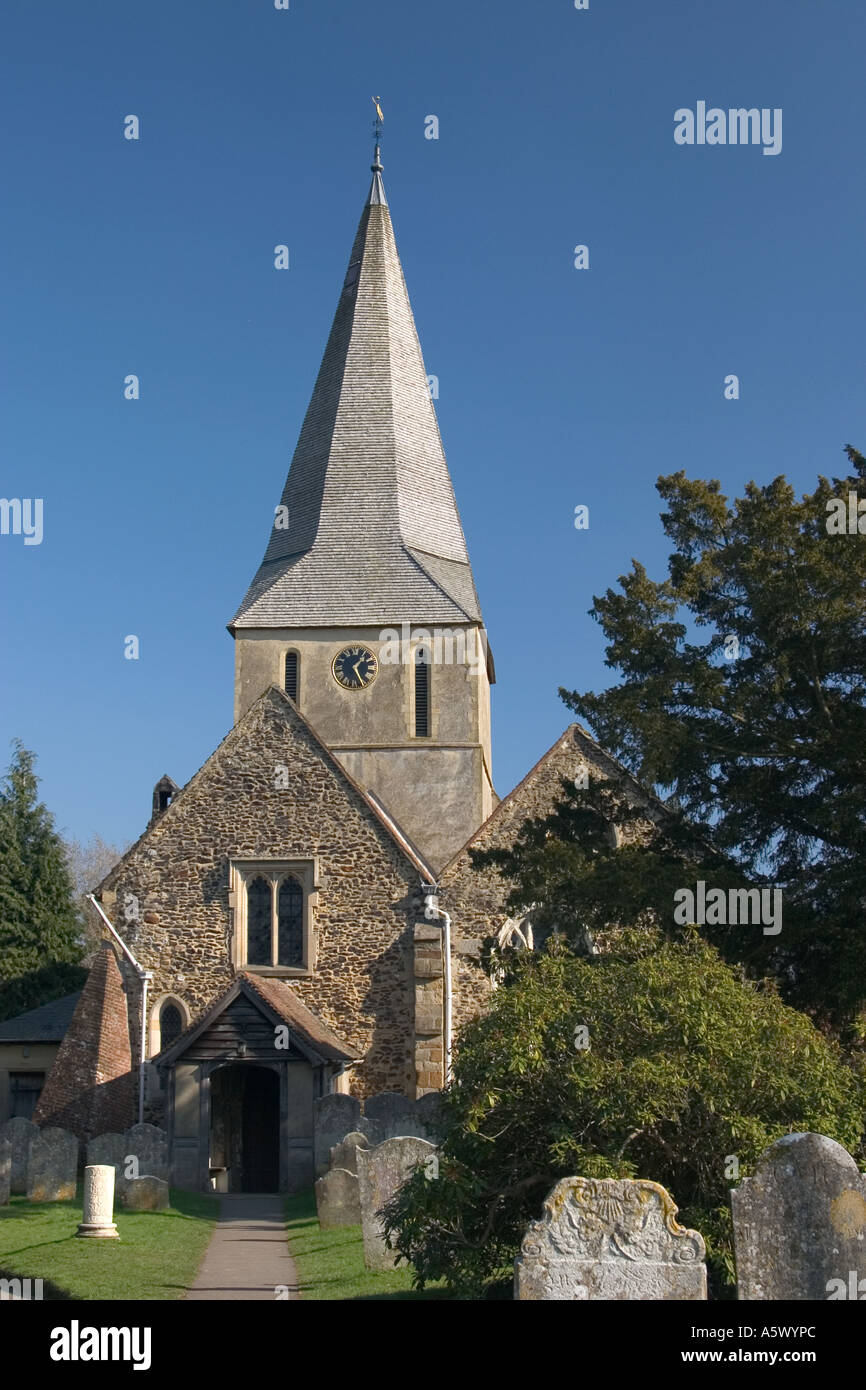 st james church shere Stock Photo - Alamy