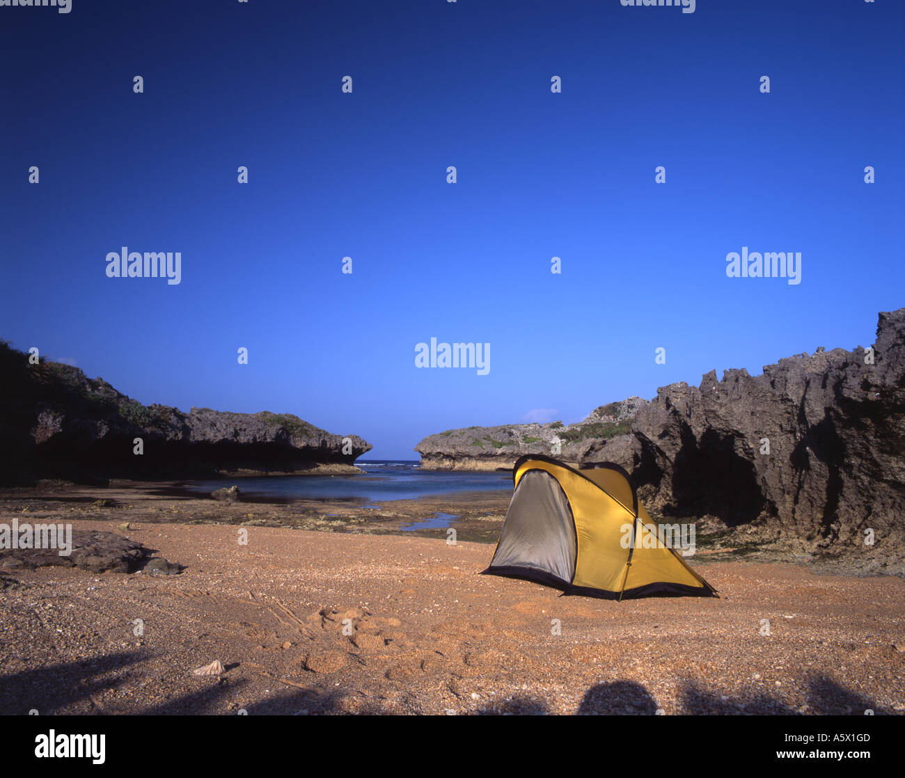 Camping on the beach in Okinawa Maeda Flats Beach Stock Photo - Alamy