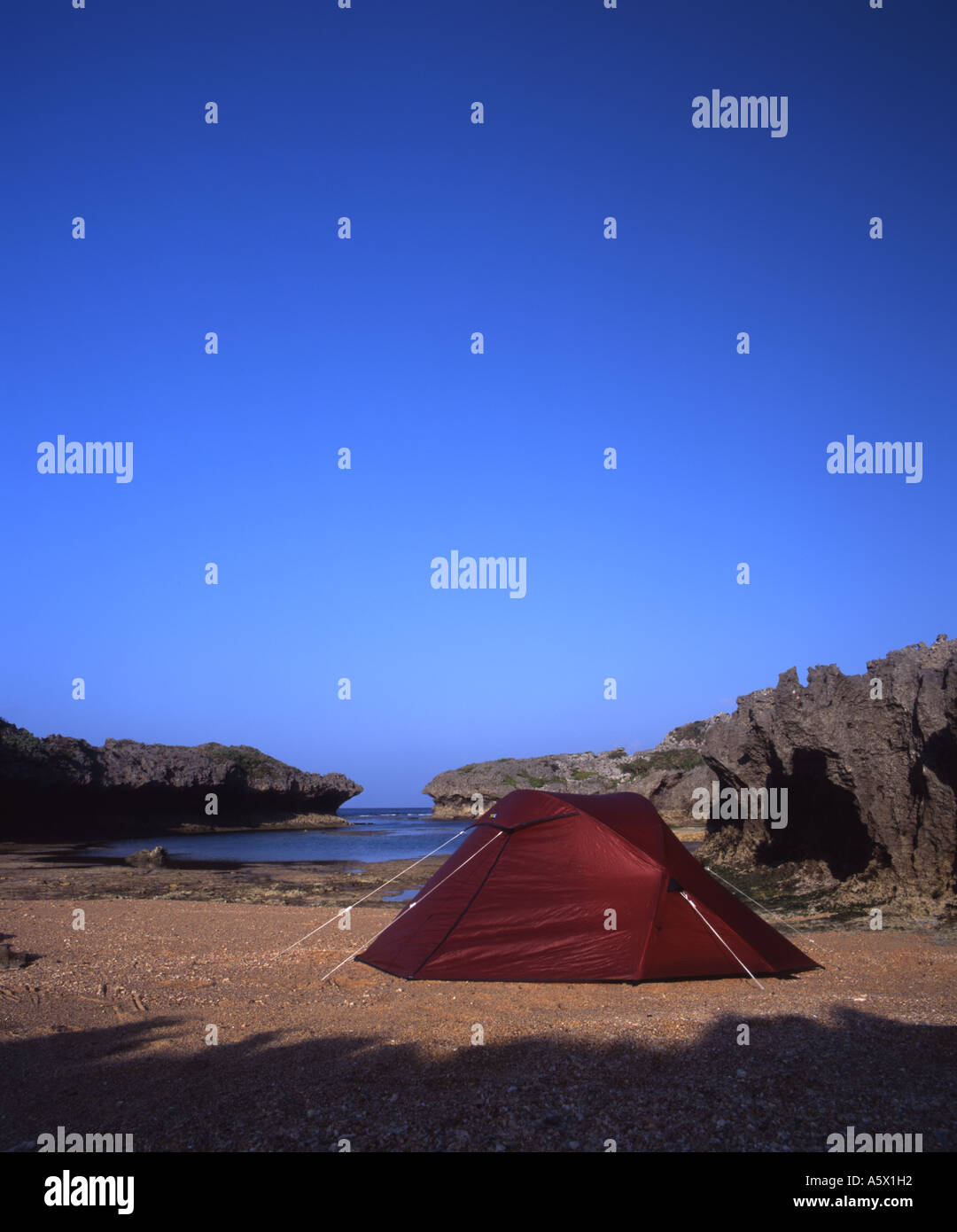 Camping on the beach in Okinawa Maeda Flats Beach Stock Photo - Alamy