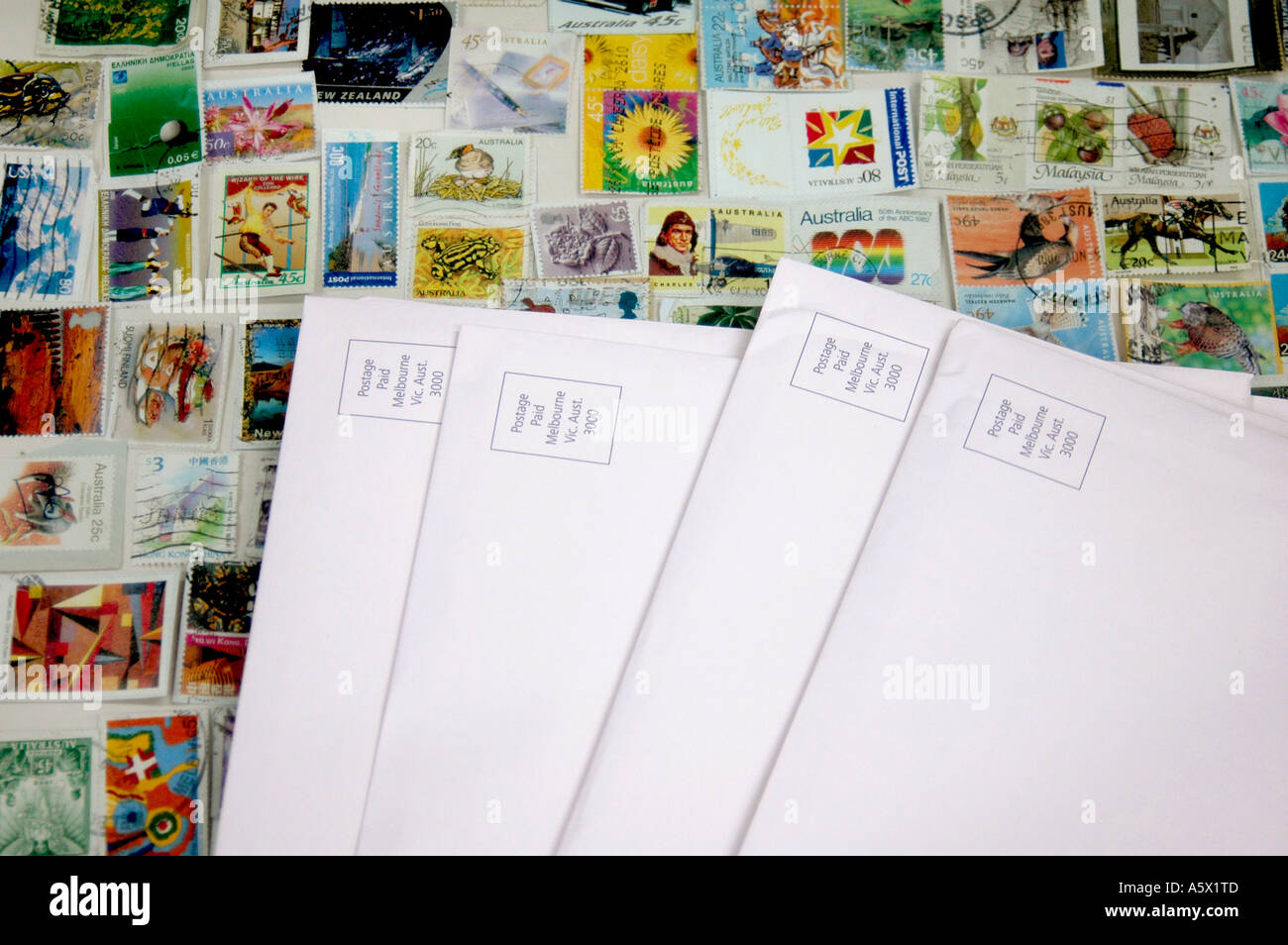 Mail and stamps Stock Photo - Alamy