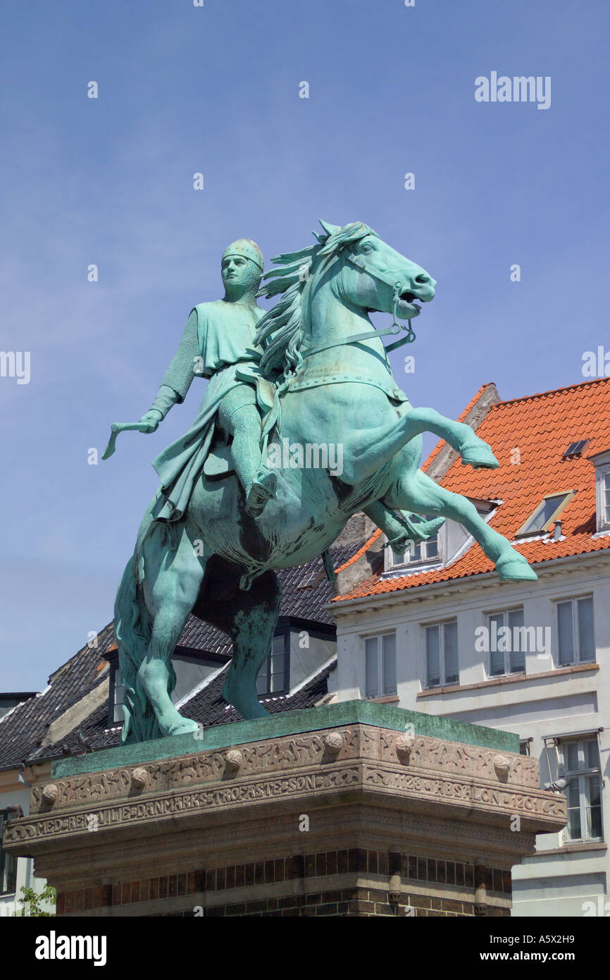Statue of Bishop Absalon and St Nicholas Church Copenhagen Denmark ...