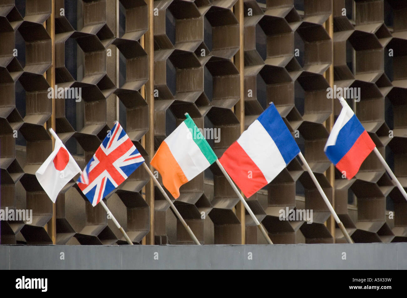 Various nation flags fluttering Stock Photo - Alamy