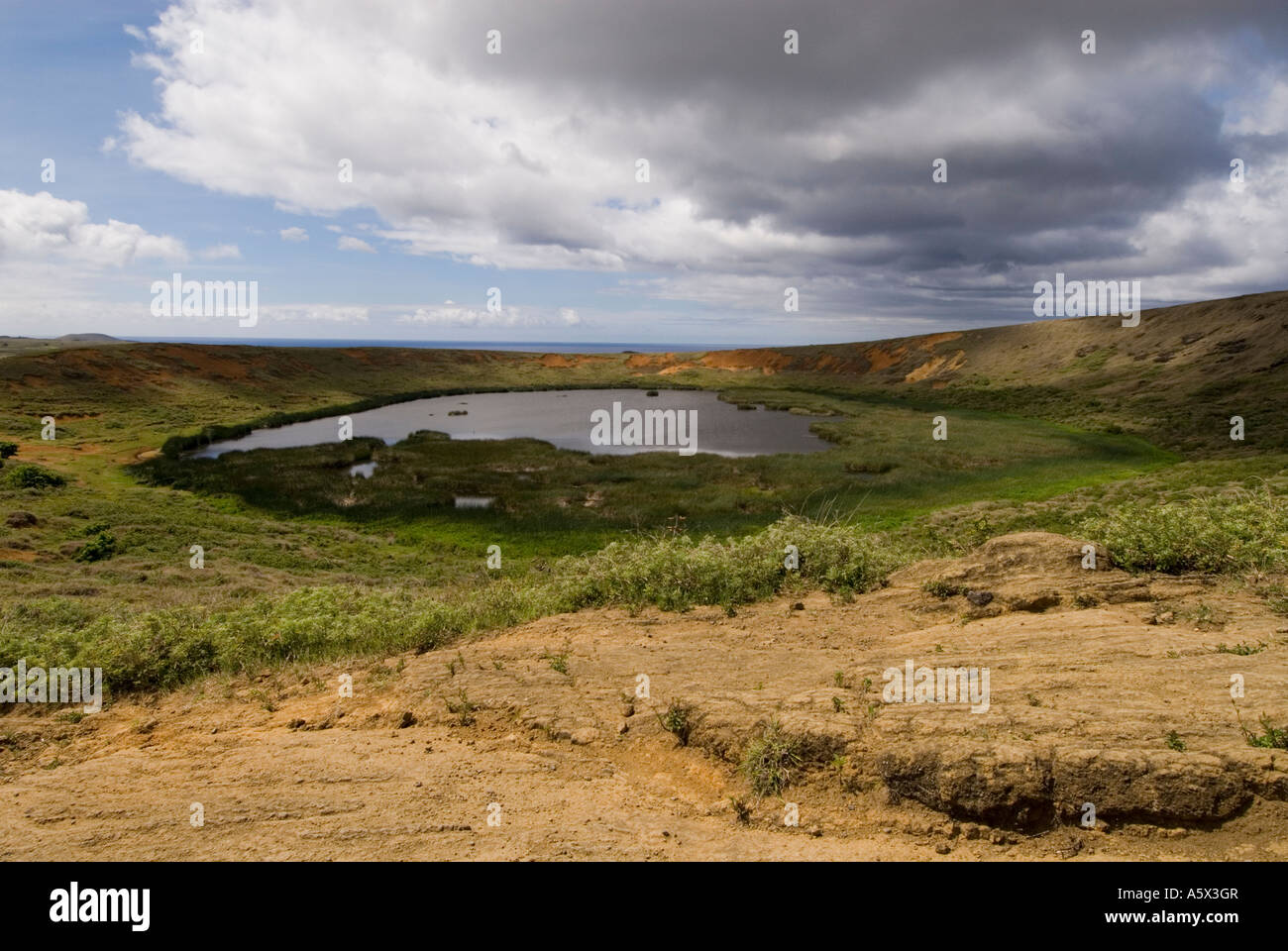 Chile Easter Island Sculptures at the quarry Rano Raraku where all the ...