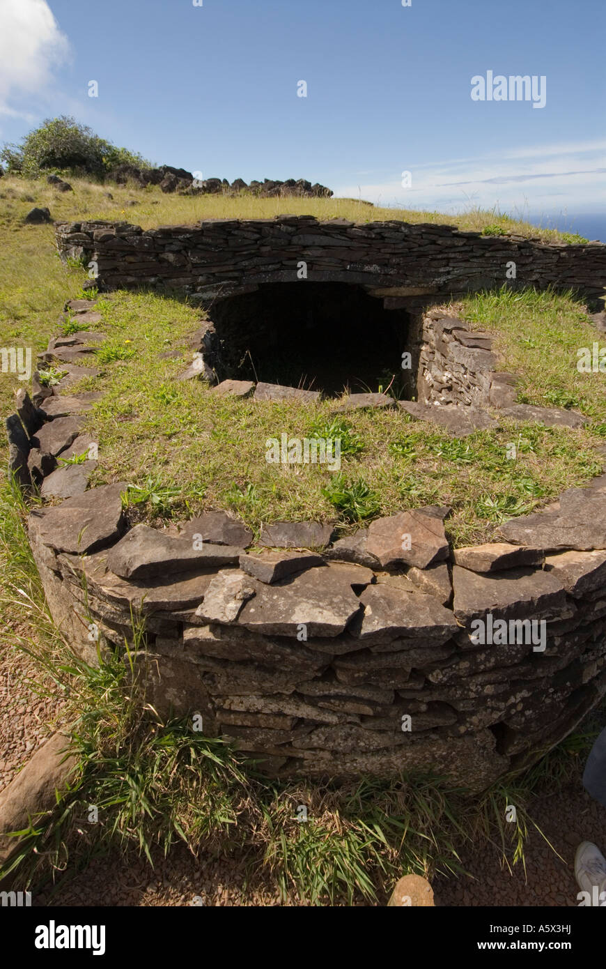 Chile Easter Island Orongo Village restored archeological site where ...