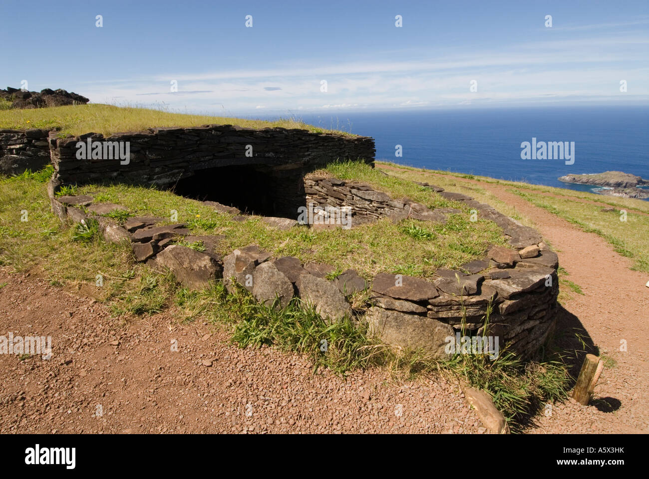 Chile Easter Island Orongo Village restored archeological site where ...