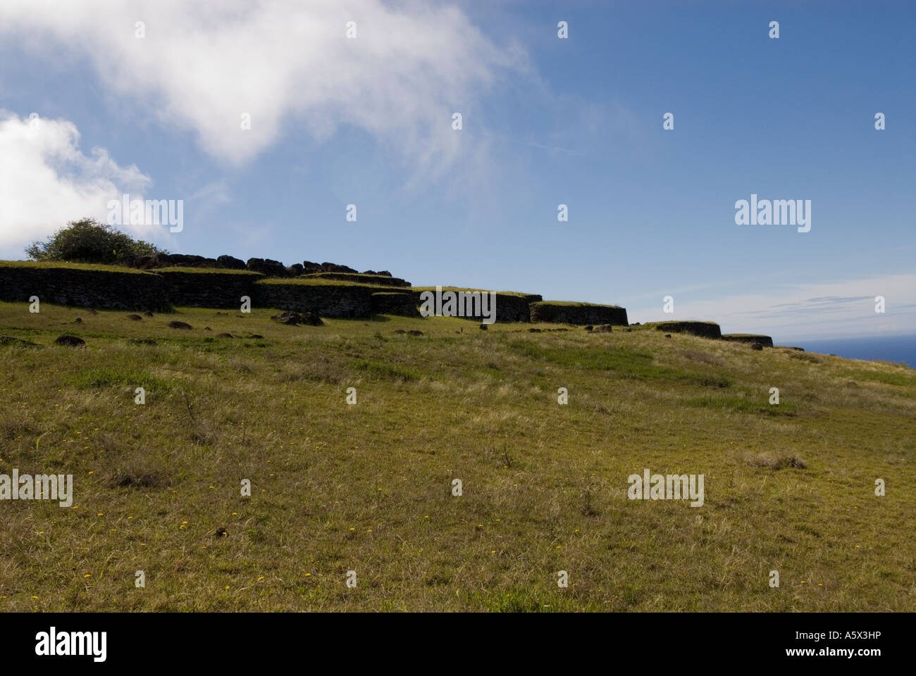 Chile Easter Island Orongo Village restored archeological site where ...