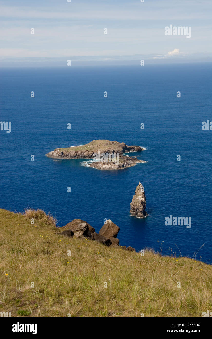 Chile Easter Island Orongo Village restored archeological site where ...