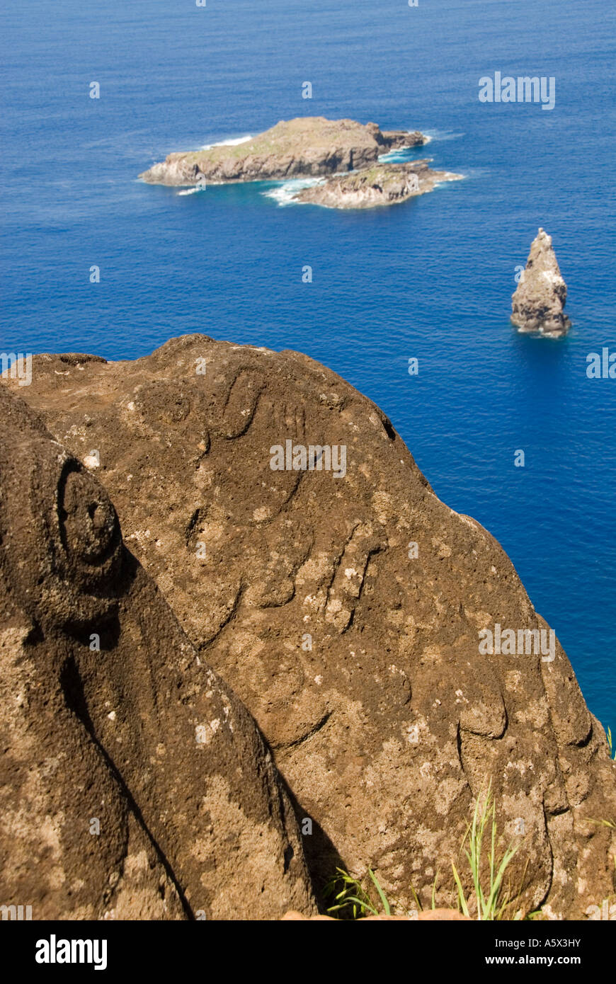 Chile Easter Island Orongo Village restored archeological site where ...