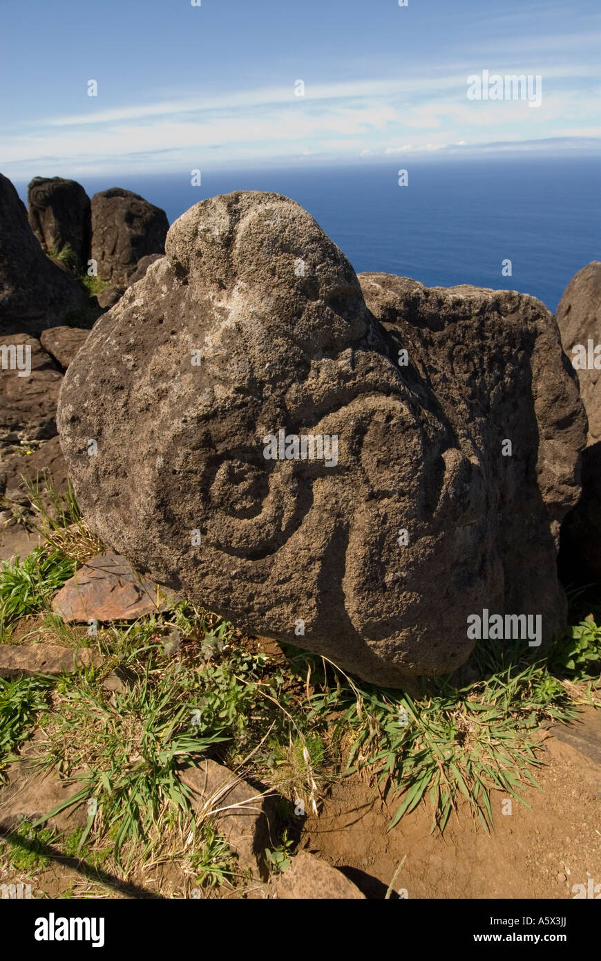 Chile Easter Island Orongo Village restored archeological site where ...