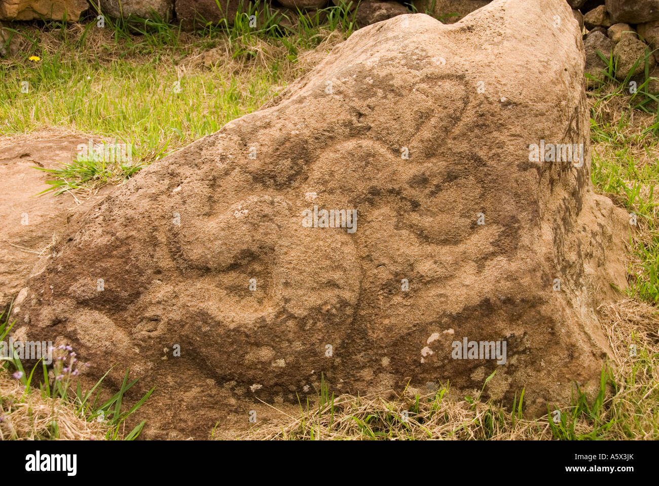 Chile Easter Island Orongo Village restored archeological site where ...