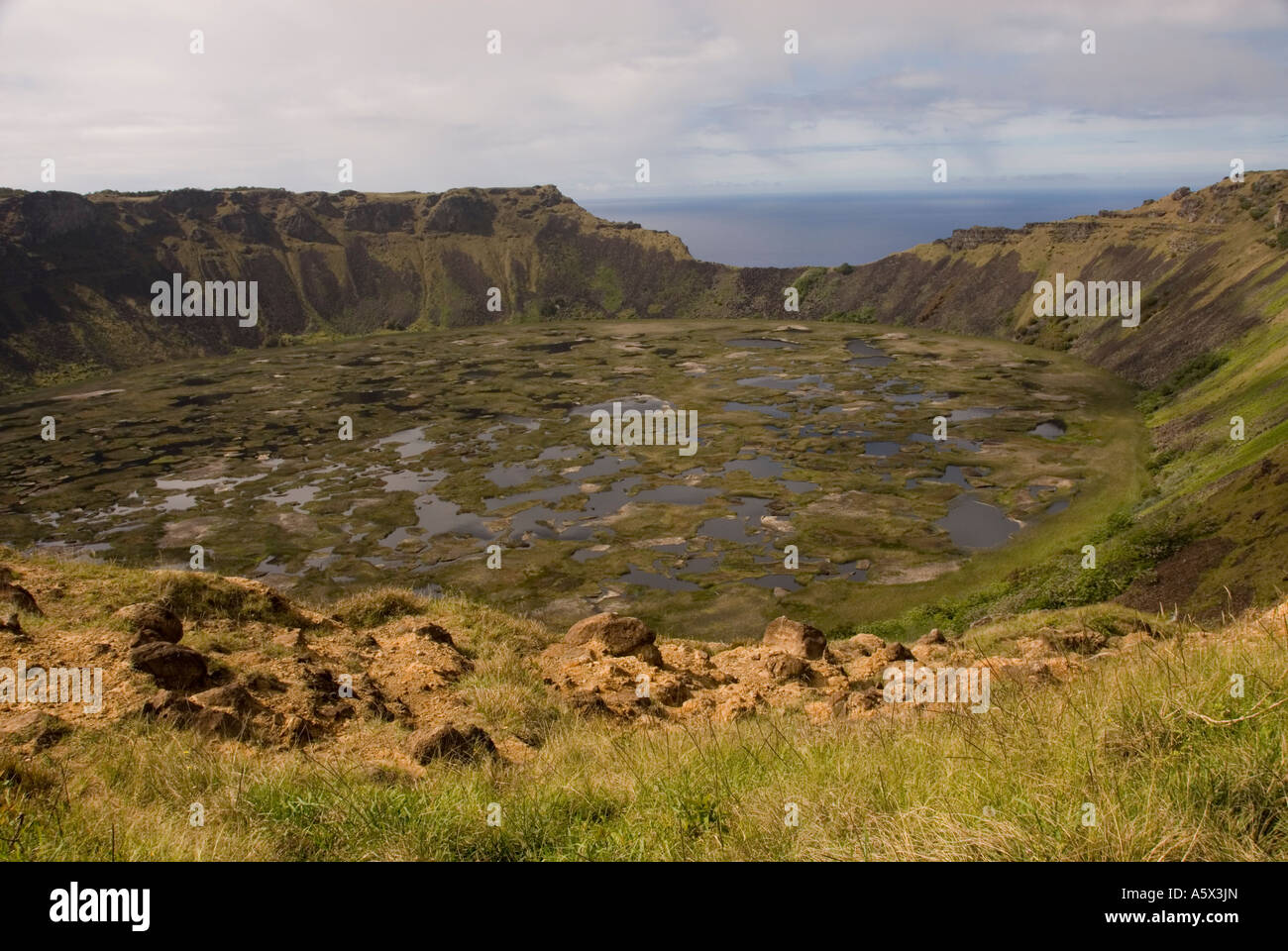 Chile Easter Island Orongo Village restored archeological site where ...
