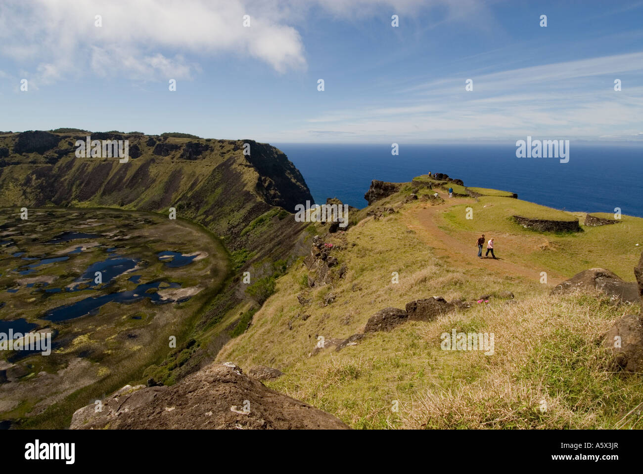 Chile Easter Island Orongo Village restored archeological site where ...