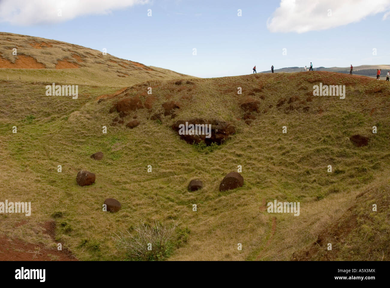 Chile Easter Island Puna Pau the quarry for red stone topknots that ...