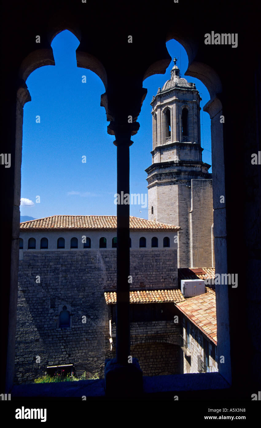 Belfry view of the Gothic Cathedral, through window of the Art Museum ...