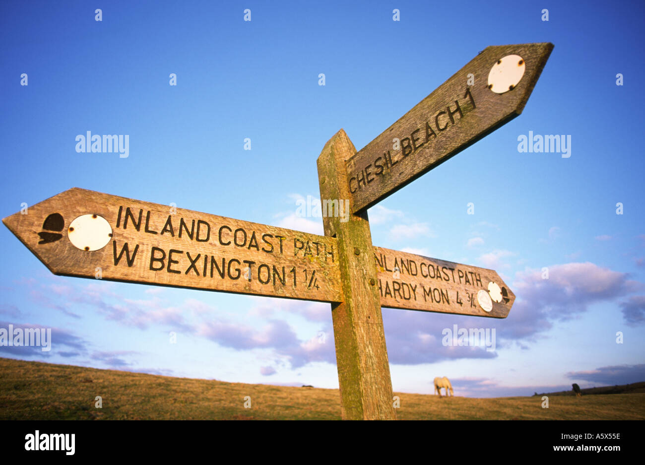 Dorset county Inland Coastal Footpath Sign England UK Stock Photo - Alamy