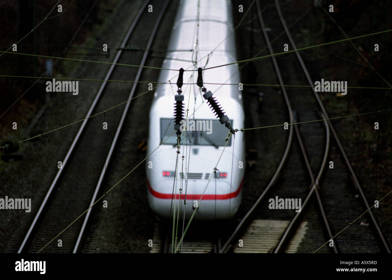 German Railways Intercity express train on the mainline line between ...