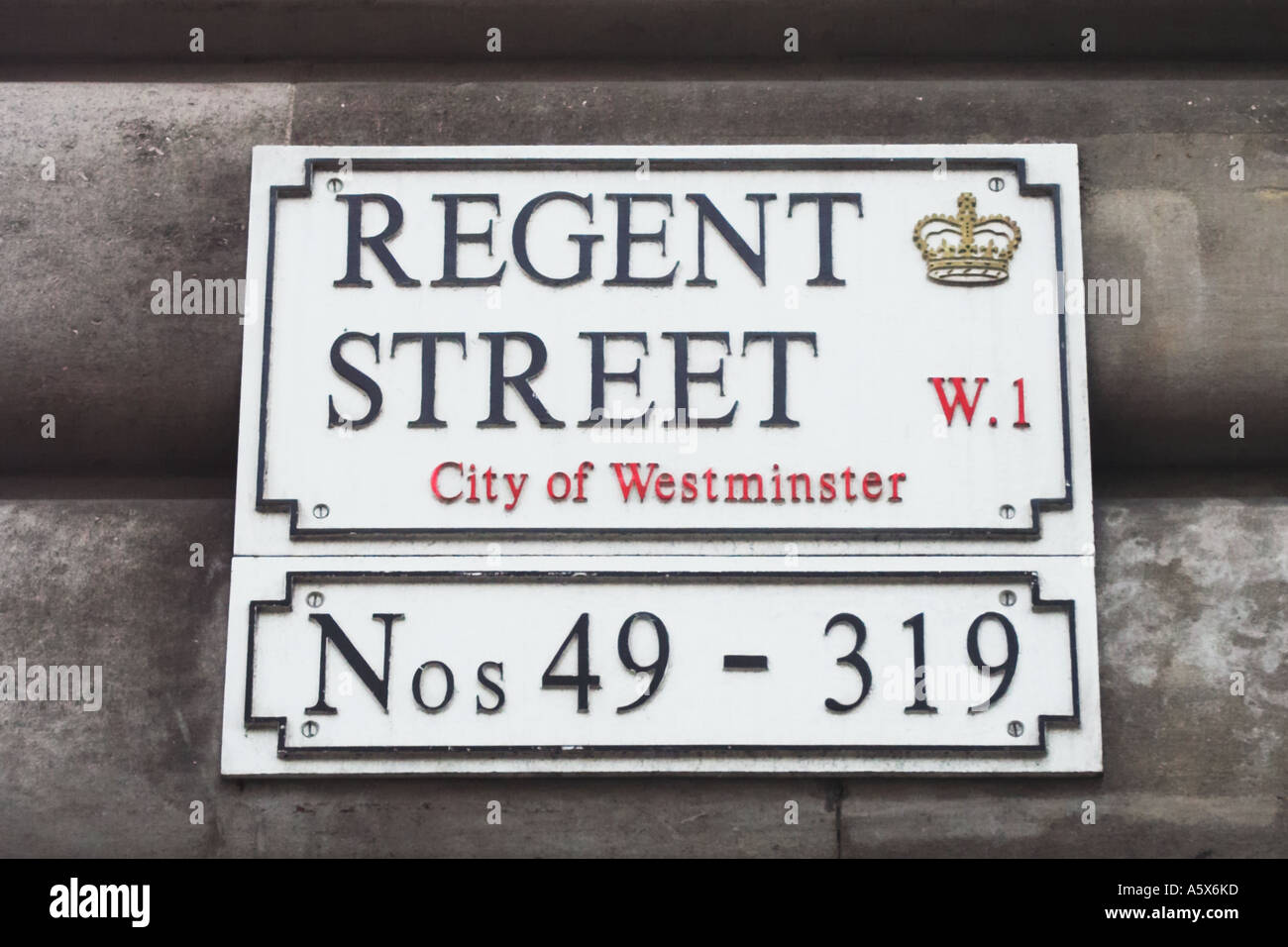 City of Westminster Regent Street Sign London England Stock Photo - Alamy