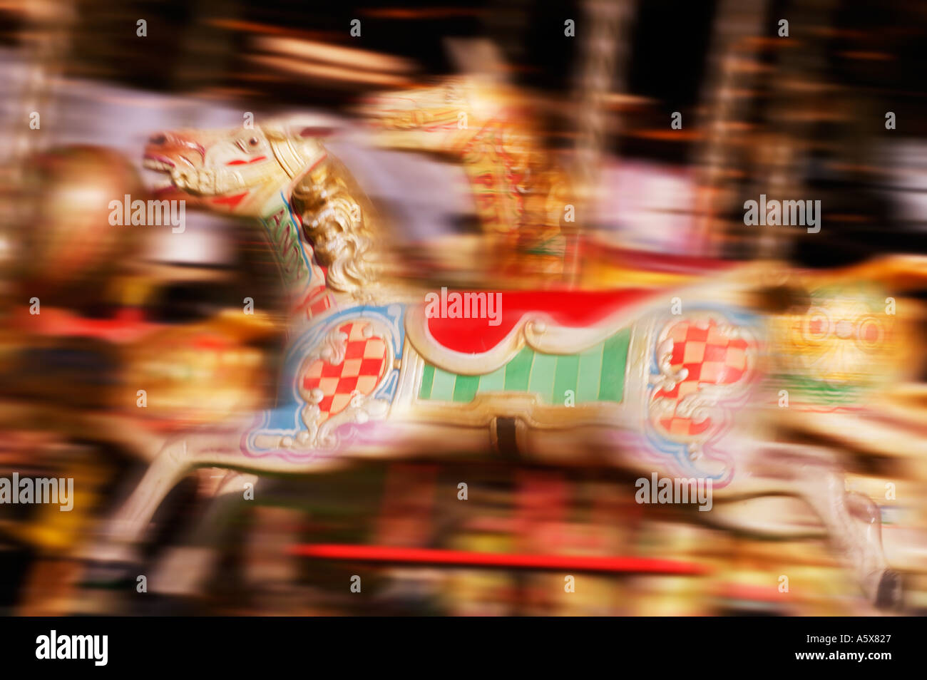 PAINTED WOODEN HORSES ON VICTORIAN FAIRGROUND RIDE Stock Photo - Alamy
