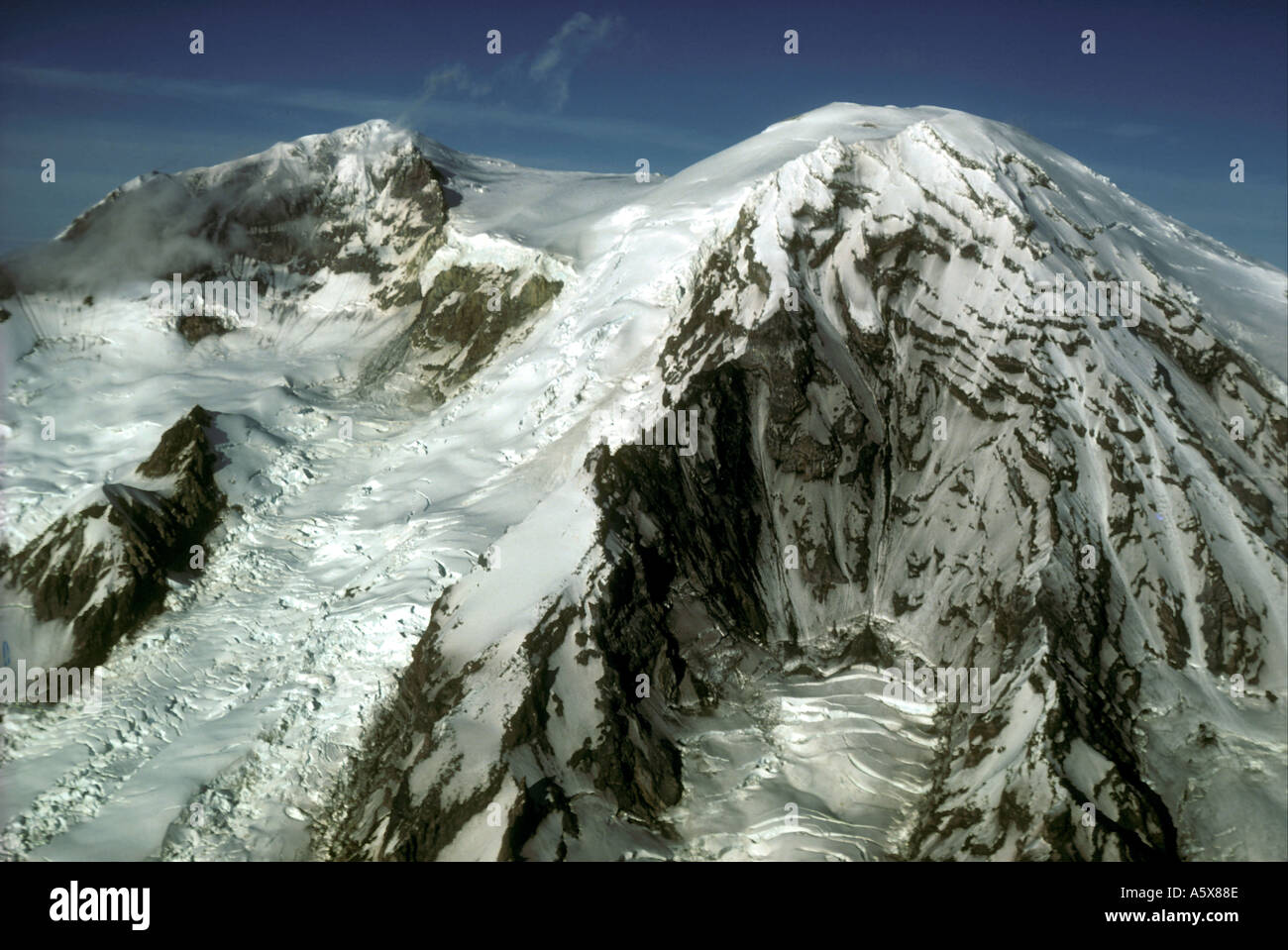 MT RAINIER WASHINGTON VOLCANO 14410 feet high Aerial view of peak from ...