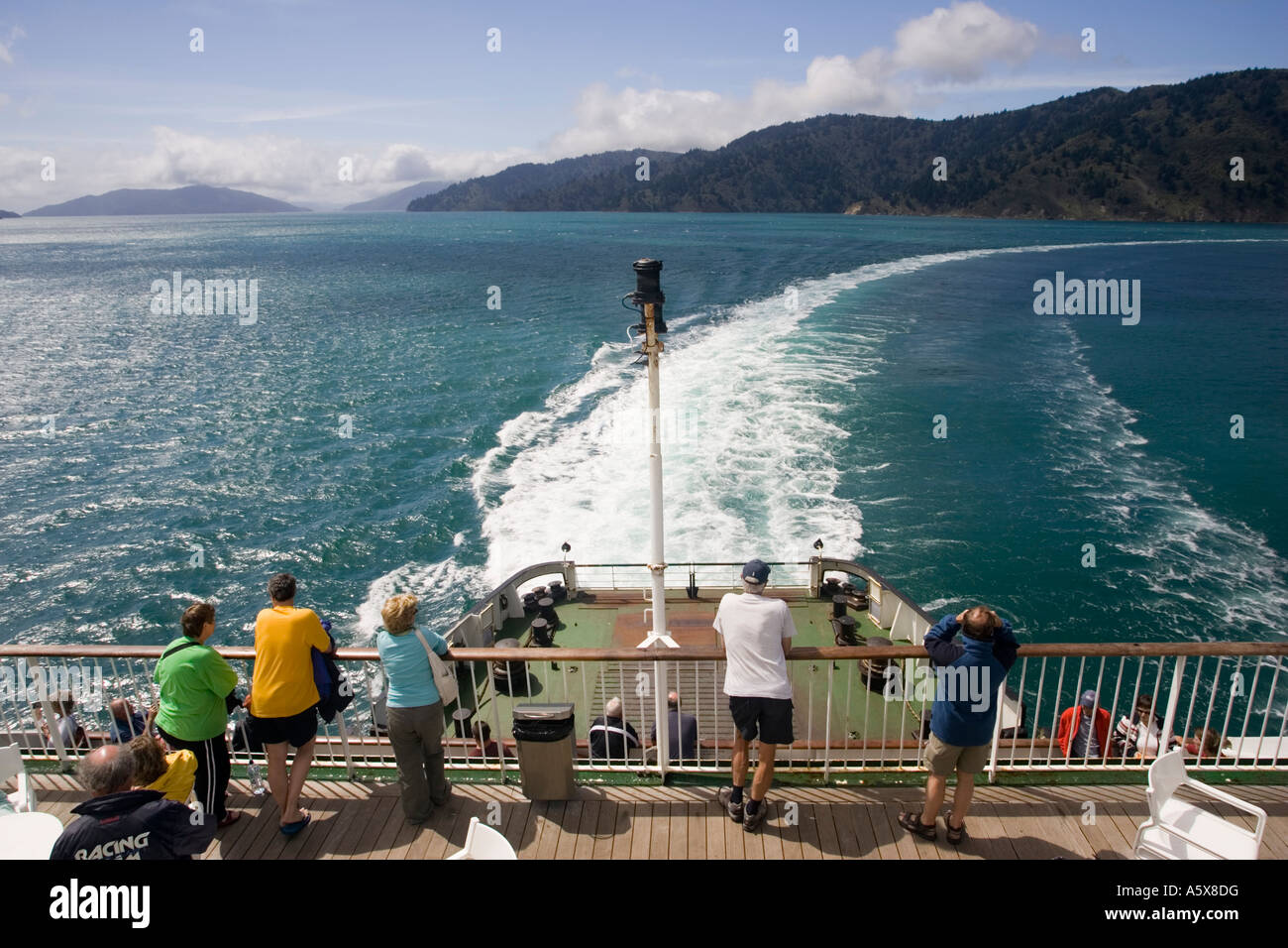 Volcanic mountain scenery from ferry Cook Strait South Island New ...
