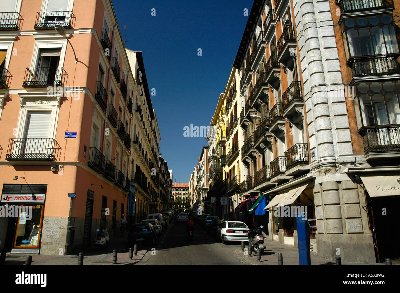 Street corner in central Madrid, Spain, Europe Stock Photo - Alamy