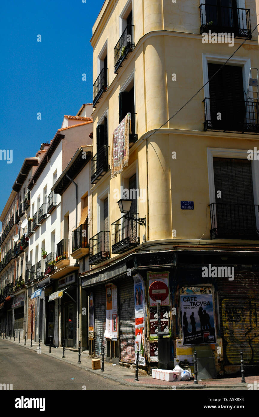 House on street corner in central Madrid, Spain, Europe Stock Photo - Alamy