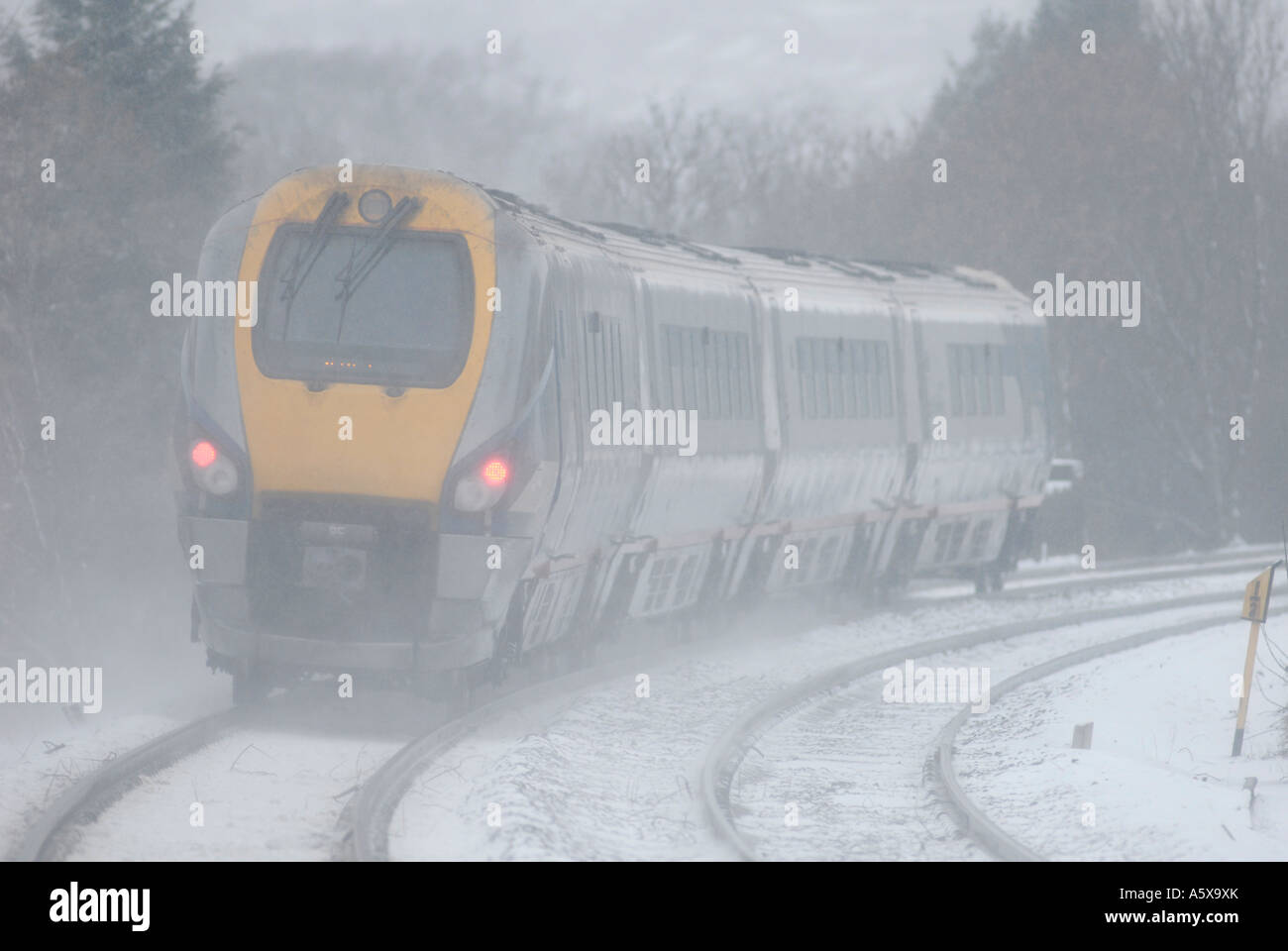 Midland Main Line Meridian train service heading north on a cold ...