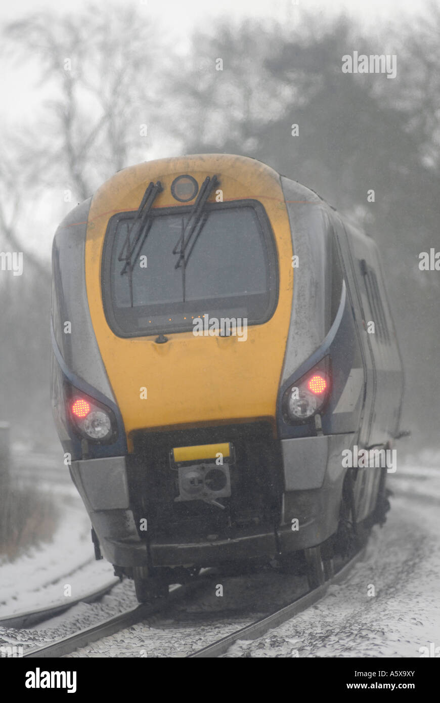 Midland Main Line Meridian train service heading north on a cold ...
