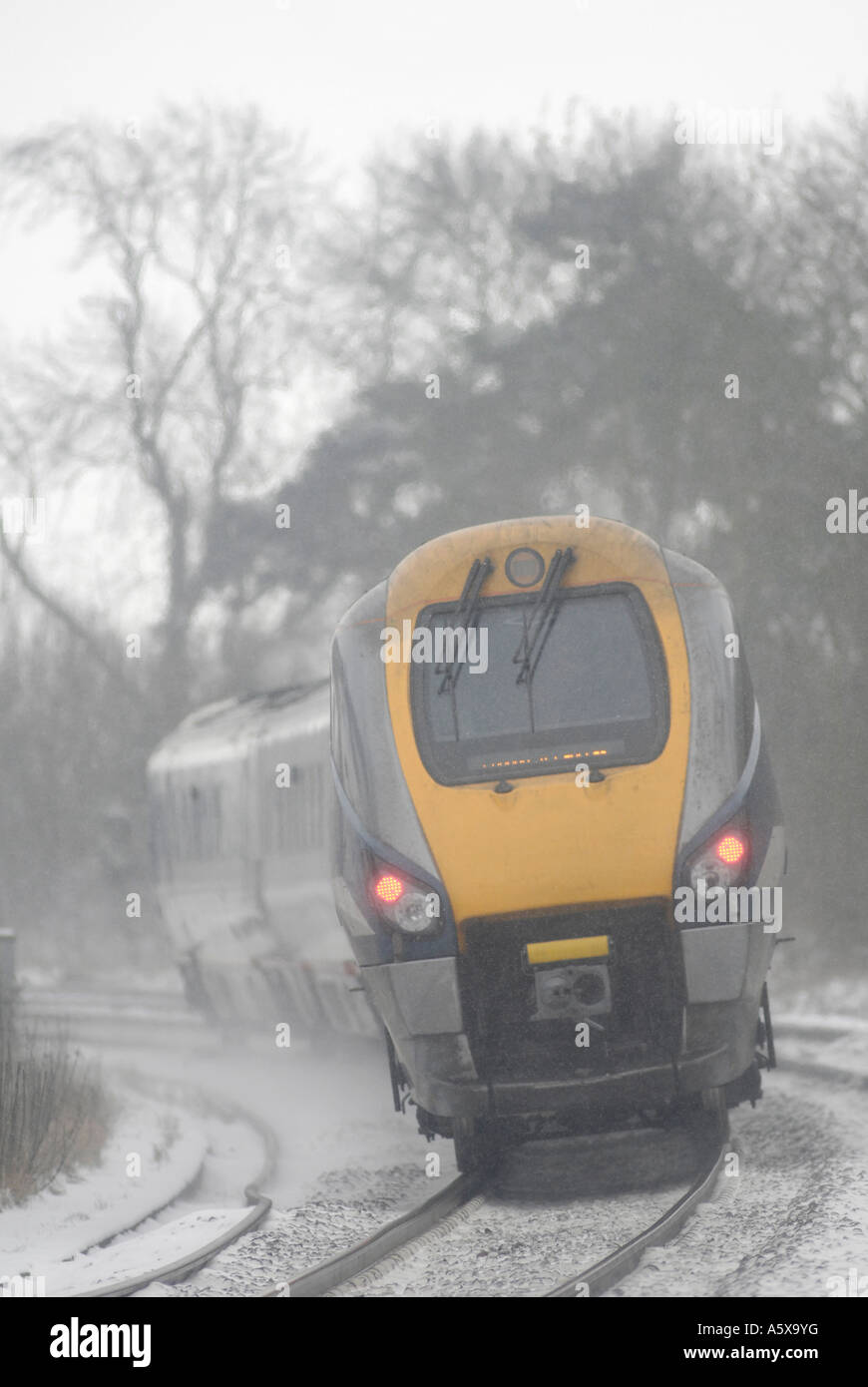 Midland Main Line Meridian train service heading north on a cold ...