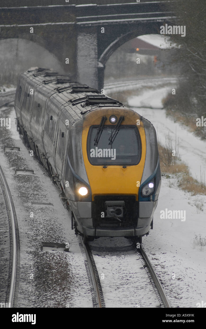 Midland Main Line Meridian train service heading south on a cold ...