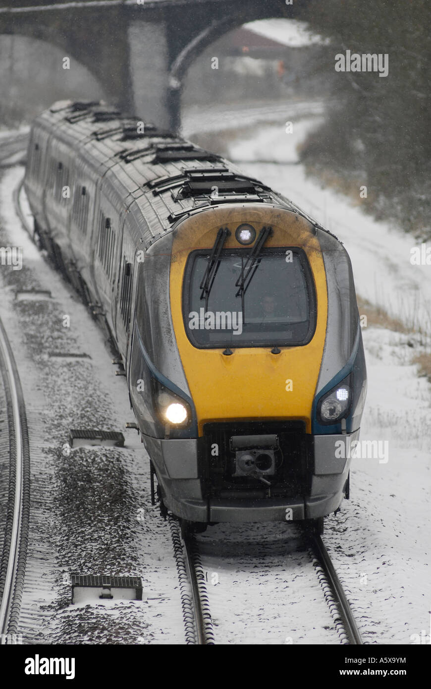 Midland Main Line Meridian train service heading south on a cold ...